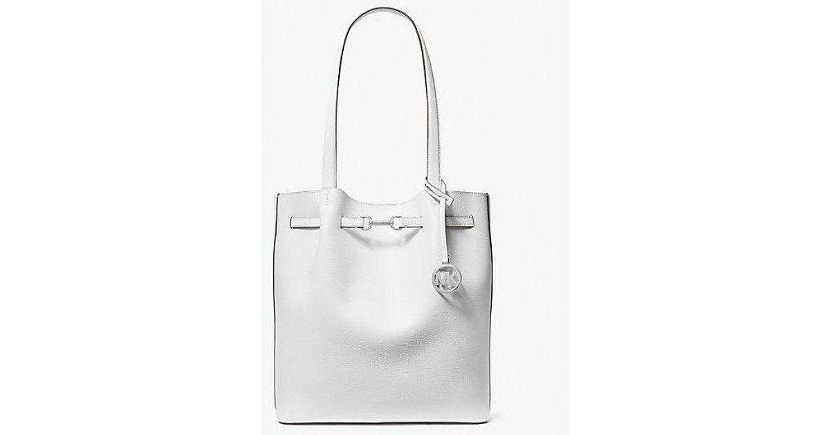 Michael Kors Carson Large Pebbled Leather Tote Bag in White | Lyst