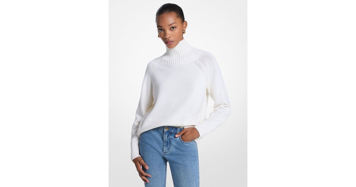 MICHAEL Michael Kors Mk Wool Polo Neck Jumper in White | Lyst UK