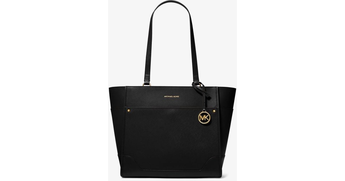 Michael Kors Harrison Large Leather Tote Bag in Black | Lyst