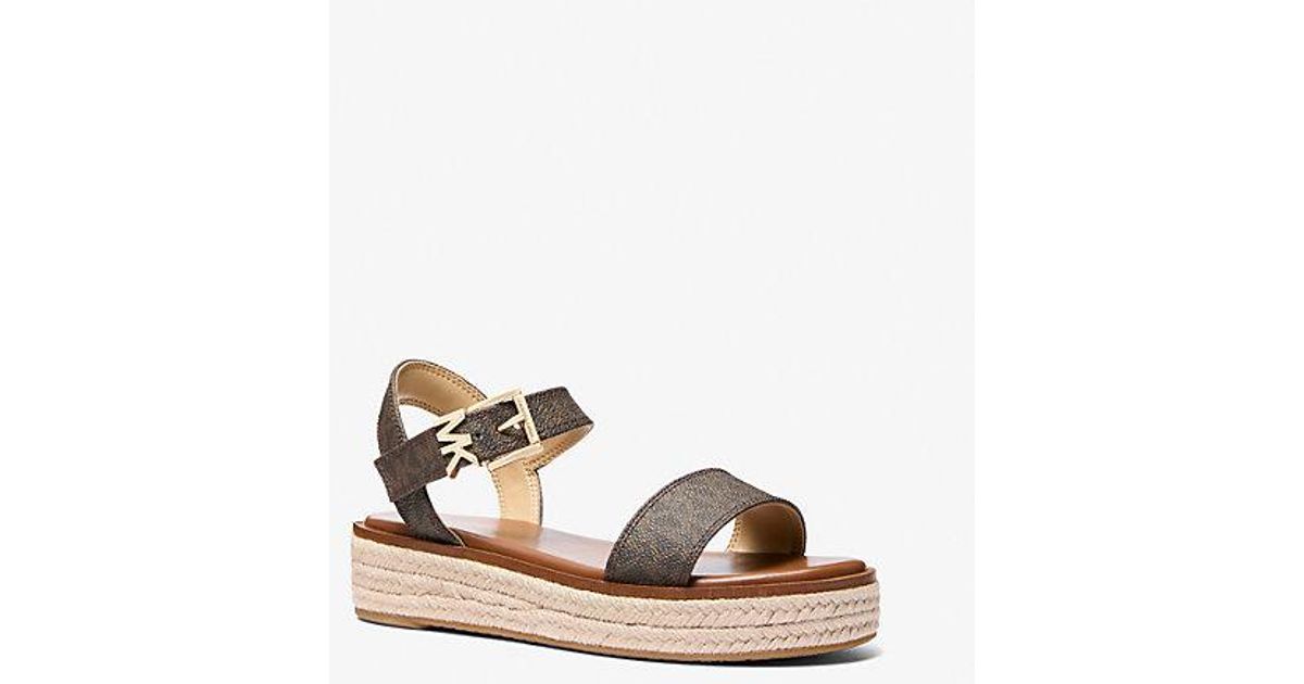Michael Kors Richie Signature Logo Platform Espadrille Sandal in Brown ...