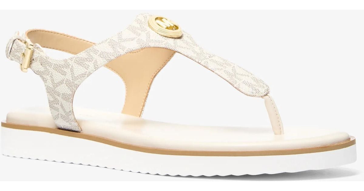 Michael Kors Val Signature Logo Thong Sandal in White | Lyst
