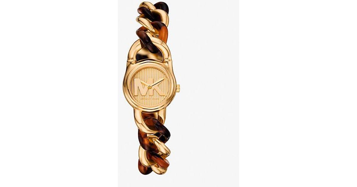 Michael Kors Petite Lock Gold-tone And Tortoiseshell Acetate Chain ...