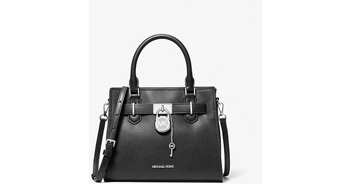 Michael Kors Hamilton Small Leather Satchel in Black | Lyst