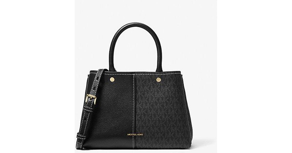 MICHAEL Michael Kors Flora Medium Signature Logo And Leather Satchel in ...