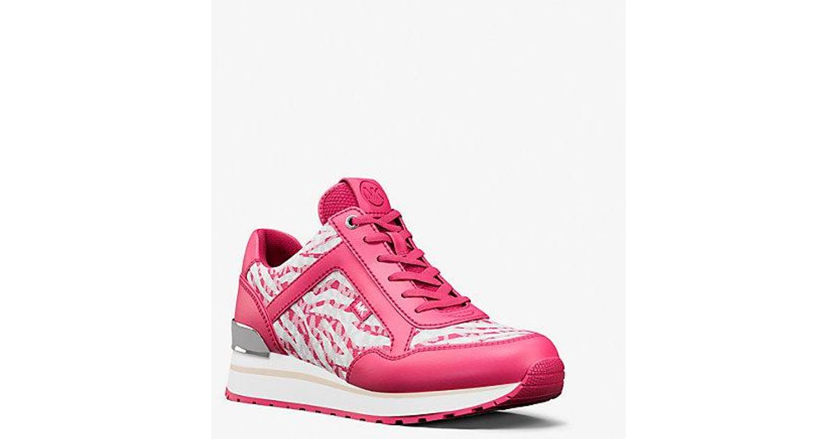 Michael Kors Maddy Zebra Print Signature Logo Trainer in Pink | Lyst