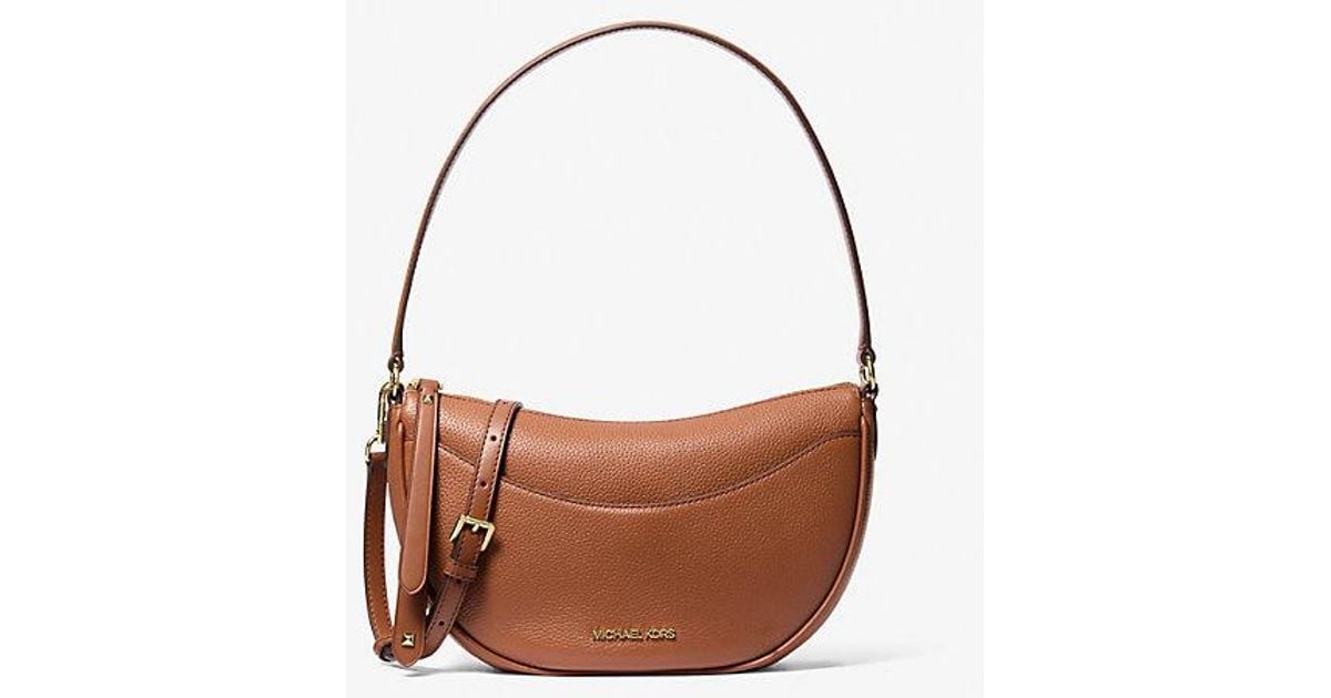 Michael Kors Dover Medium Pebbled Leather Crossbody Bag in Brown | Lyst