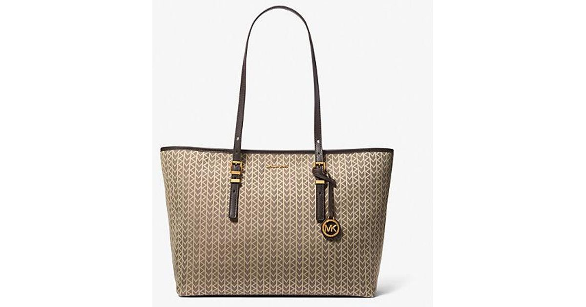 Michael Kors Quinn Large Mk2000 Logo Jacquard Tote Bag in Natural | Lyst