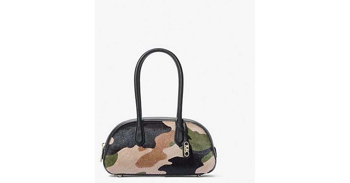 Michael Kors Lulu Small Camouflage Print Calf Hair Satchel in Black | Lyst