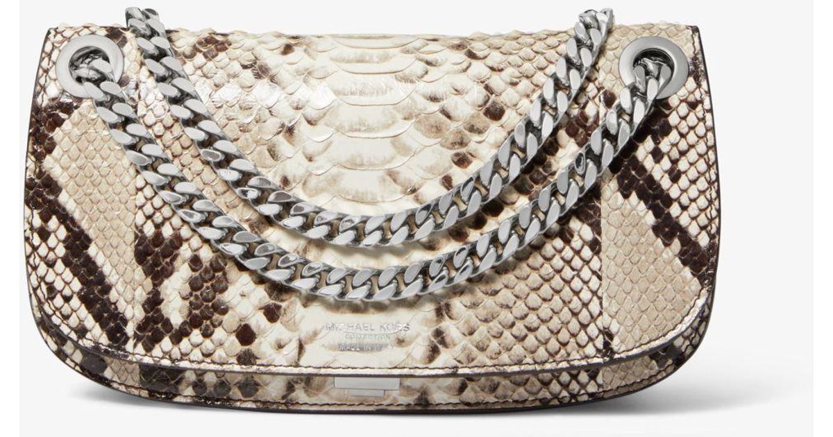 Michael Kors Christie Mini Python Embossed Leather Envelope Bag in ...