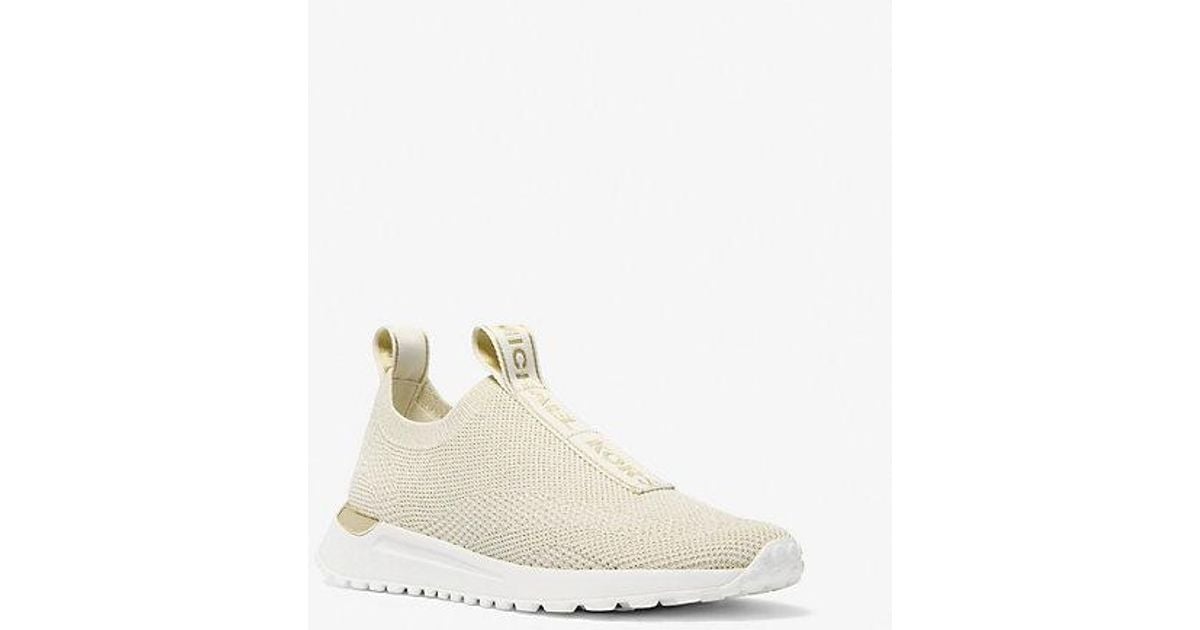 Michael Kors Bodie Metallic Knit Slip-On Sneaker in White | Lyst