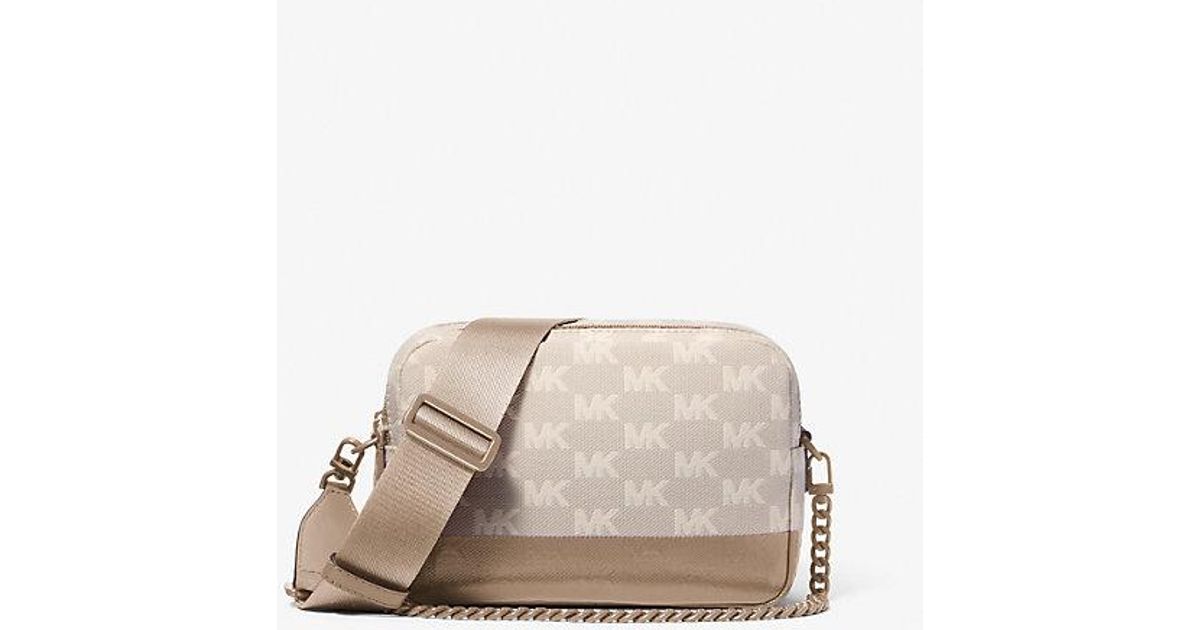 MICHAEL Michael Kors Bryant Medium Two-Tone Logo Jacquard And Leather Camera Crossbody Bag in ...