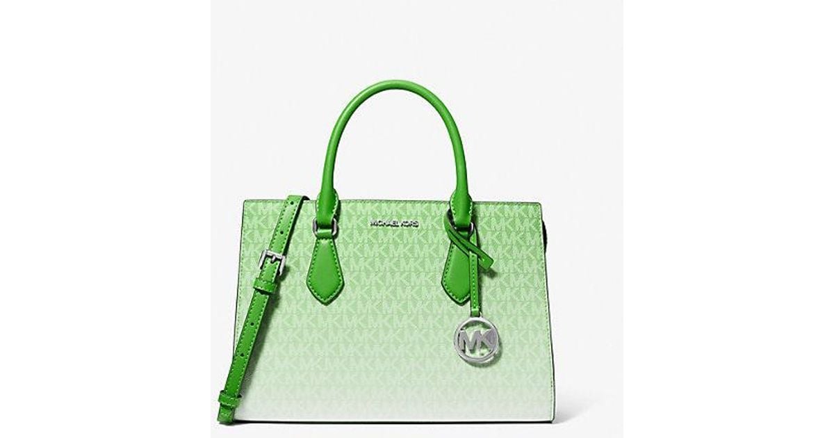Michael Kors Sheila Medium Ombré Signature Logo Satchel in Green | Lyst