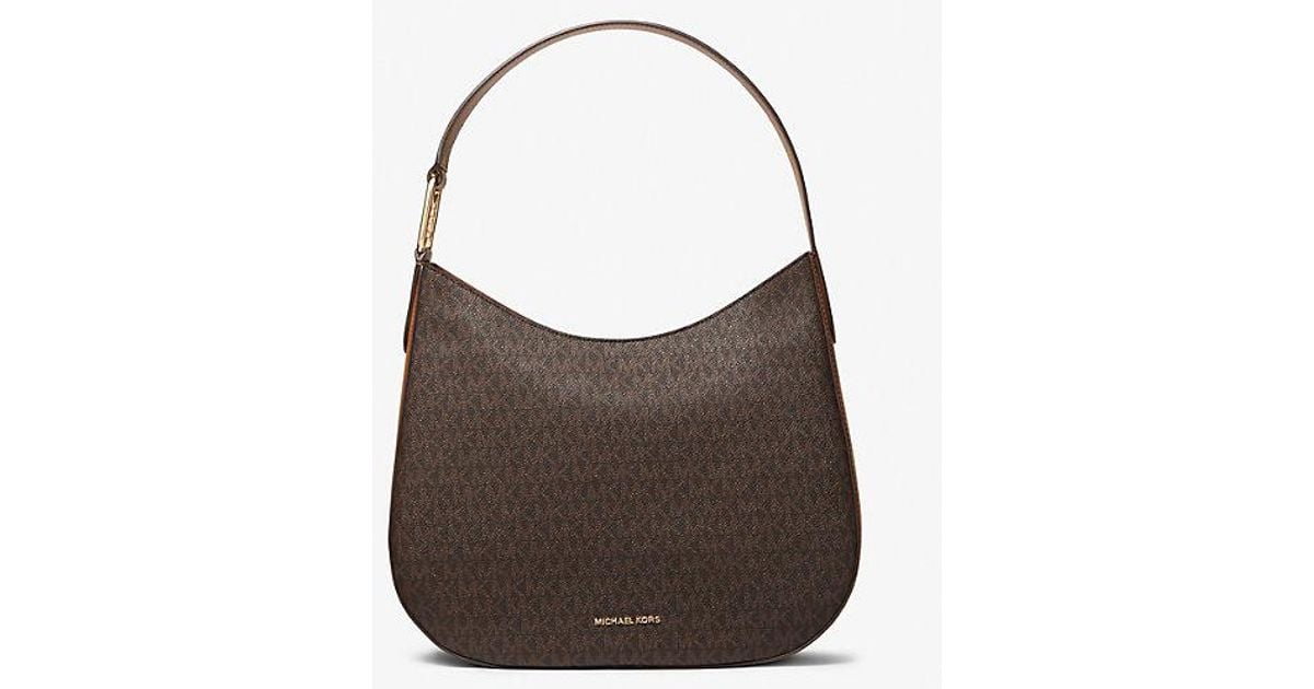 Michael Kors Kensington Large Signature Logo Hobo Shoulder Bag in Brown | Lyst