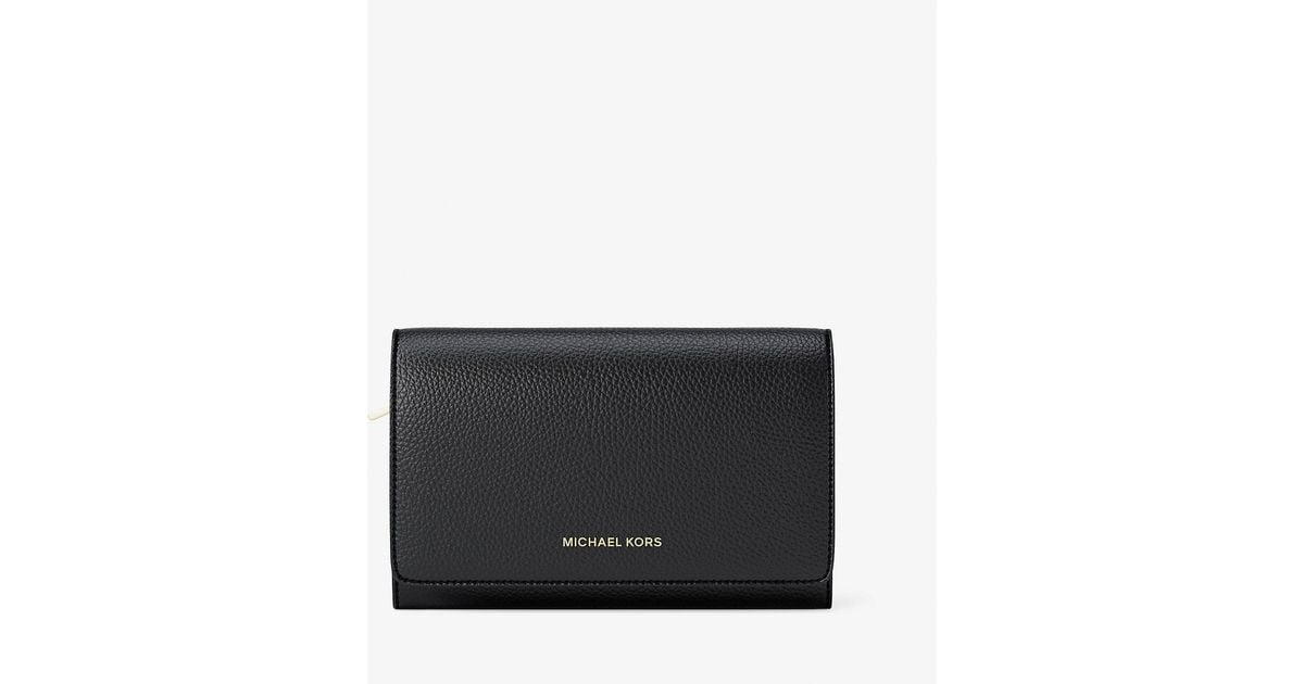 MICHAEL Michael Kors Mk Jet Set Large Pebbled Leather Wallet in Grey ...