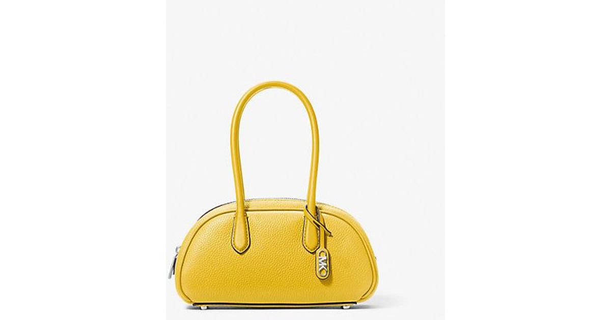 Michael Kors Mk Lulu Small Pebbled Leather Satchel in Yellow | Lyst