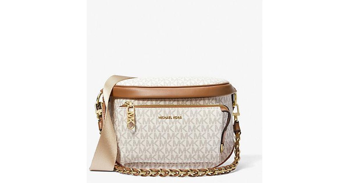 Michael Kors Mk Slater Medium Signature Logo Sling Pack in Grey | Lyst UK