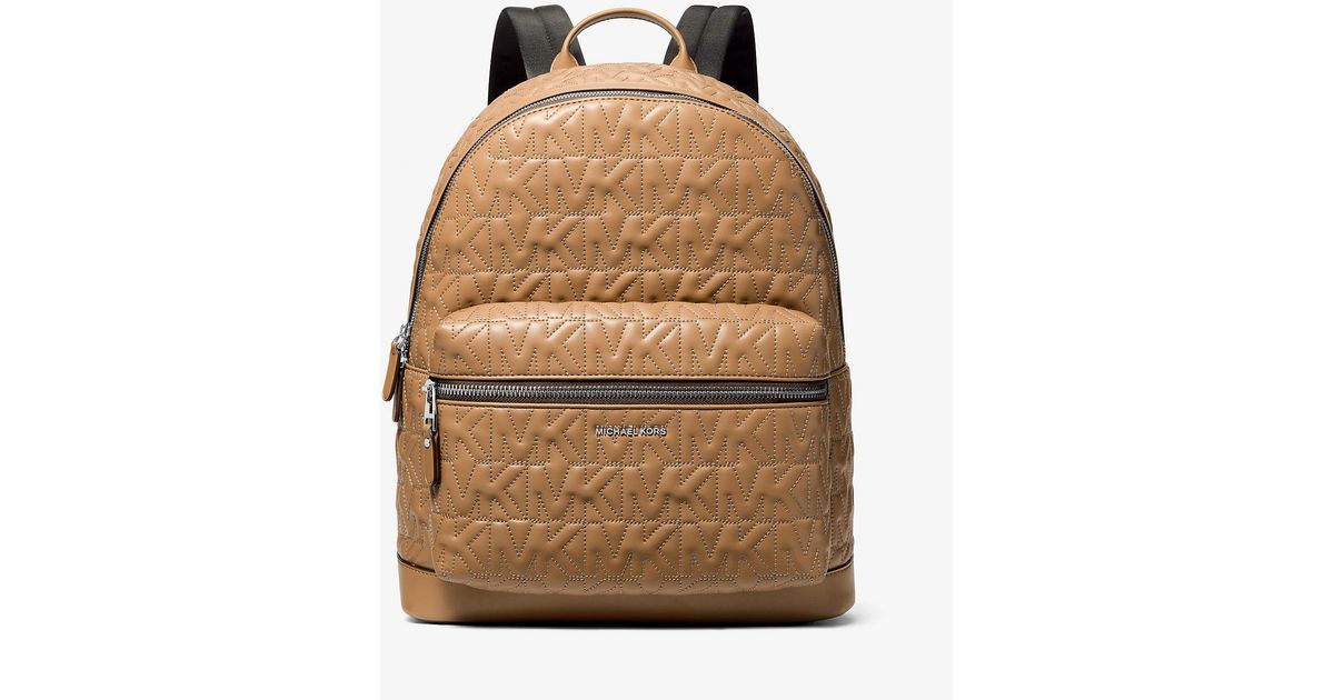 Michael Kors Mk Hudson Medium Logo Embossed Dome Backpack in Natural ...