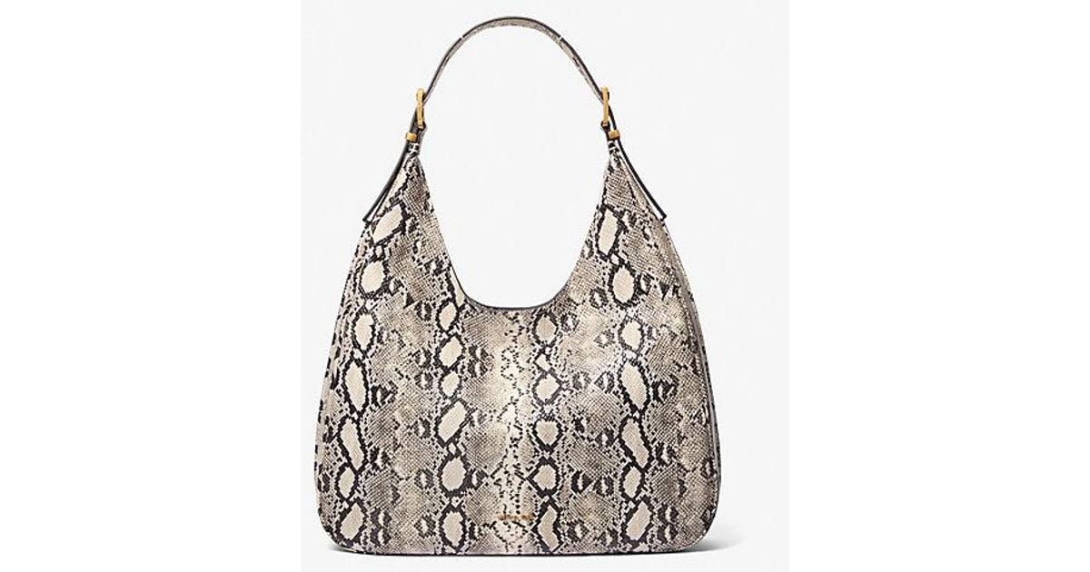 Michael Kors Nolita Large Snake Embossed Leather Hobo Shoulder Bag in ...