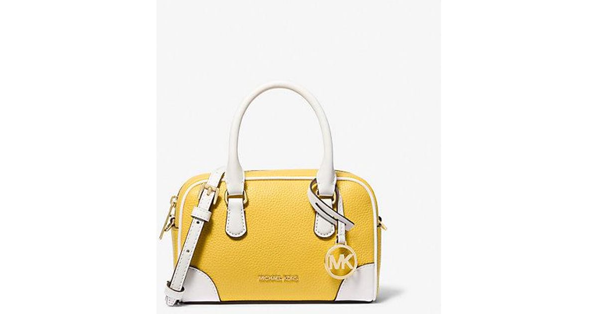 Michael Kors Thompson Extra-Small Pebbled Leather Satchel in Yellow | Lyst