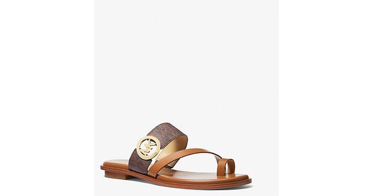 Michael Kors Vera Signature Logo Sandal in Brown | Lyst