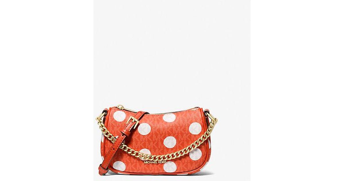 Michael Kors Carmela Small Polka Dot And Signature Logo Pochette in Red ...