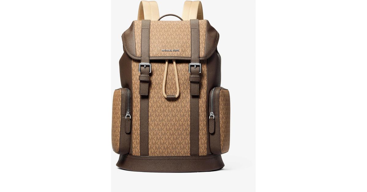 Michael Kors Mk Hudson Signature Logo Backpack in Natural for Men | Lyst UK