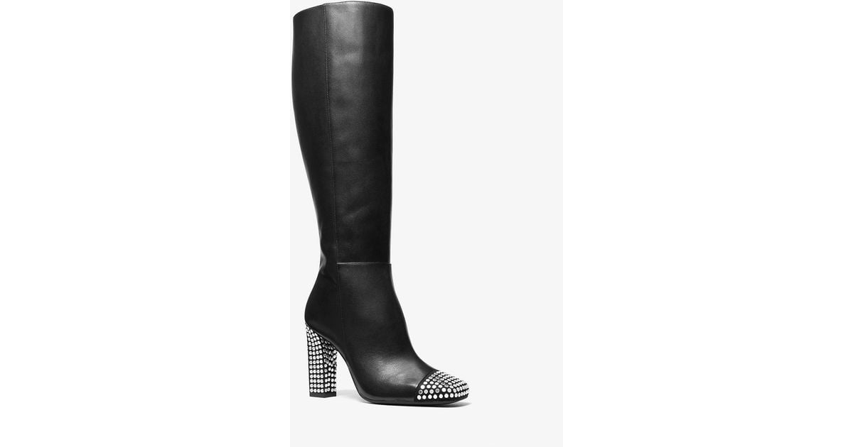 MICHAEL Michael Kors Mk Matilda Embellished Leather Boot in Black | Lyst UK