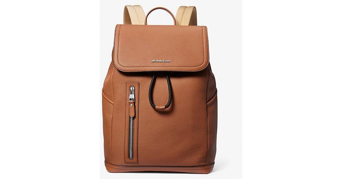 Michael Kors Hudson Pebbled Leather Utility Backpack in Brown for Men ...