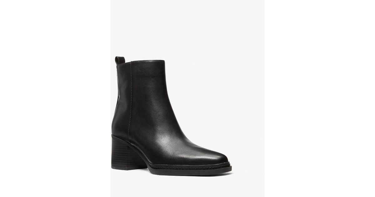 MICHAEL Michael Kors Mk Lex Leather Boot in Black | Lyst UK