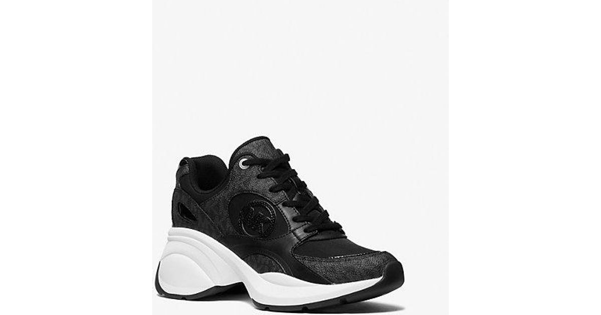 Michael Kors Zuma Signature Logo Trainer in Black | Lyst