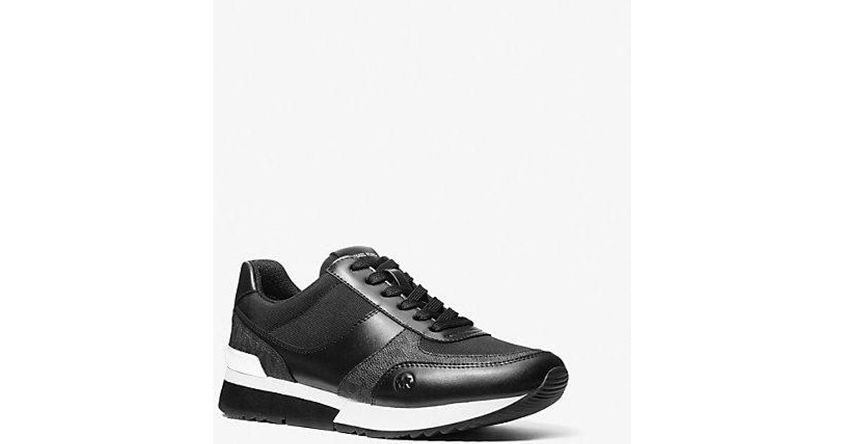 Michael Kors Andi Canvas And Signature Logo Trainer in White | Lyst