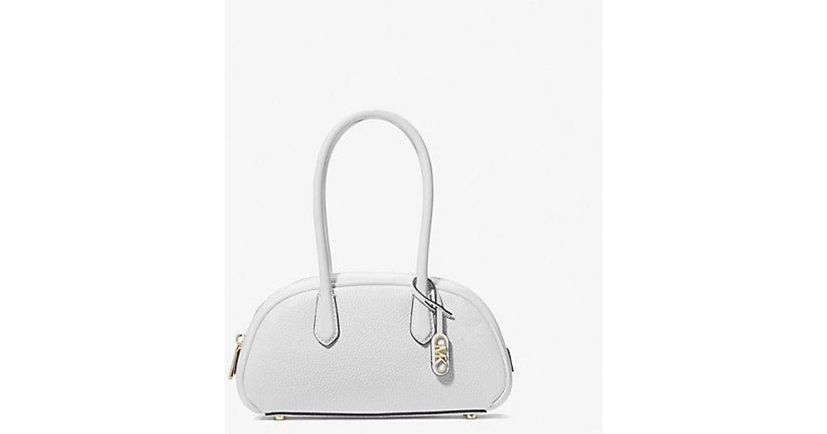 Michael Kors Lulu Small Pebbled Leather Satchel in White | Lyst