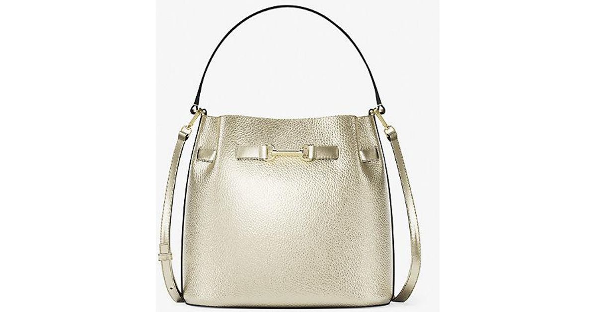 Michael Kors Carson Medium Metallic Convertible Bucket Crossbody Bag in ...