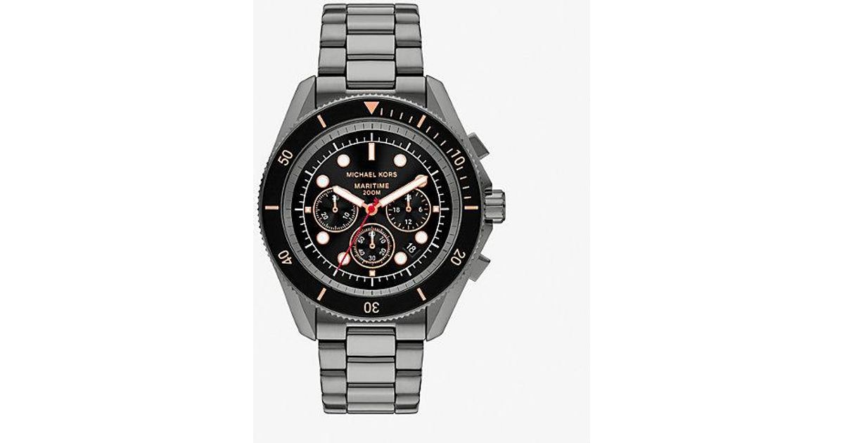 Michael Kors Mk Oversized Maritime Gunmetal Watch in Gray for Men | Lyst