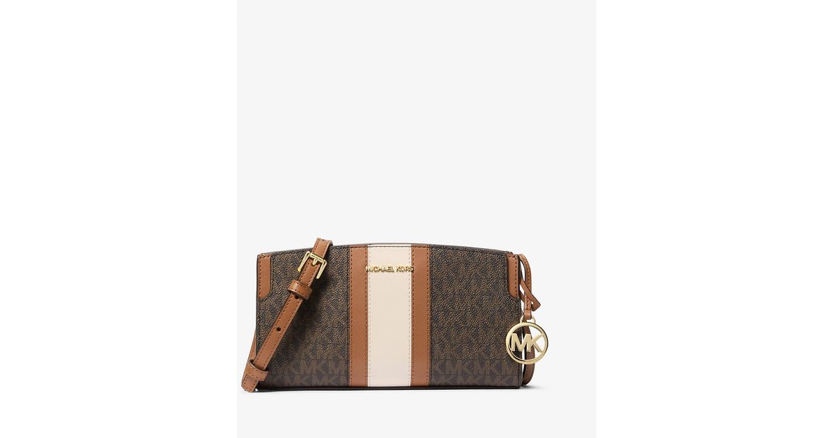 MICHAEL Michael Kors Mk Becca Small Signature Logo Stripe Crossbody Bag ...
