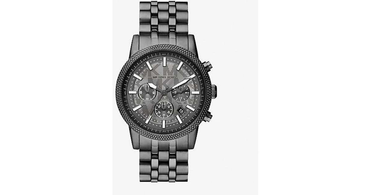 Michael Kors Oversized Hutton Gunmetal Watch in Gray for Men | Lyst