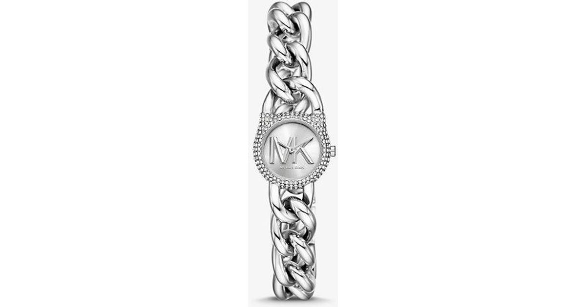 Michael Kors Petite Pavé-Tone Chain-Link Watch in White | Lyst