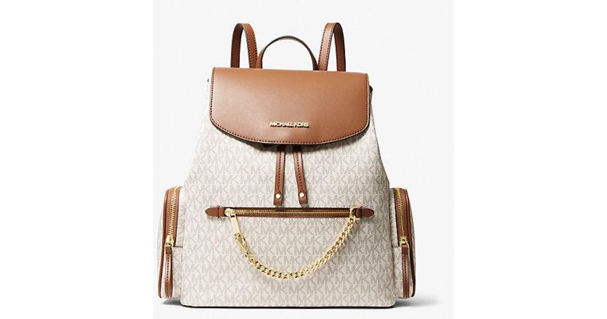 Michael Kors Jet Set Large Logo Backpack in Natural | Lyst