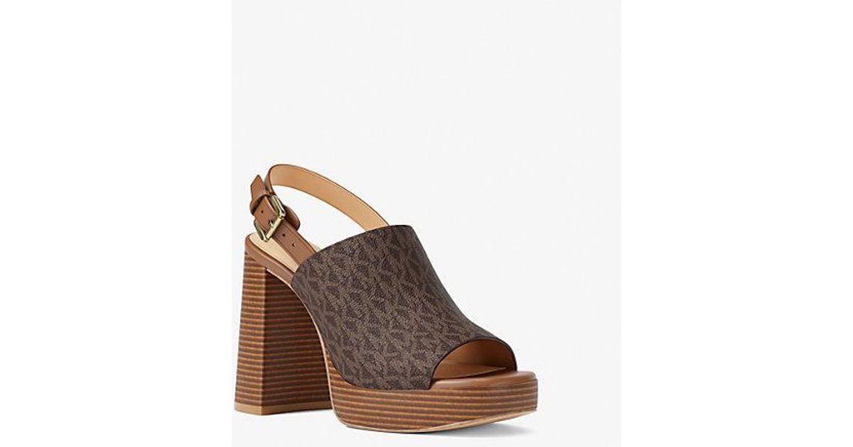 Michael Kors Kehlani Signature Logo Platform Sandal in Brown | Lyst