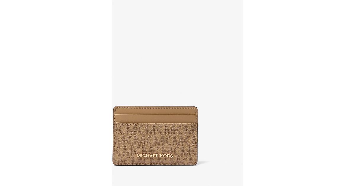 MICHAEL Michael Kors Mk Jet Set Signature Logo Card Case in Natural ...