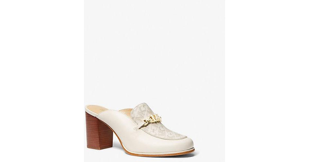 Michael Kors Tiffanie Leather And Empire Monogram Heeled Mule in ...