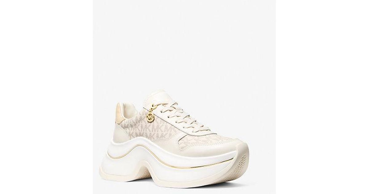Michael Kors Mk Arla Leather And Suede Trainer in White | Lyst