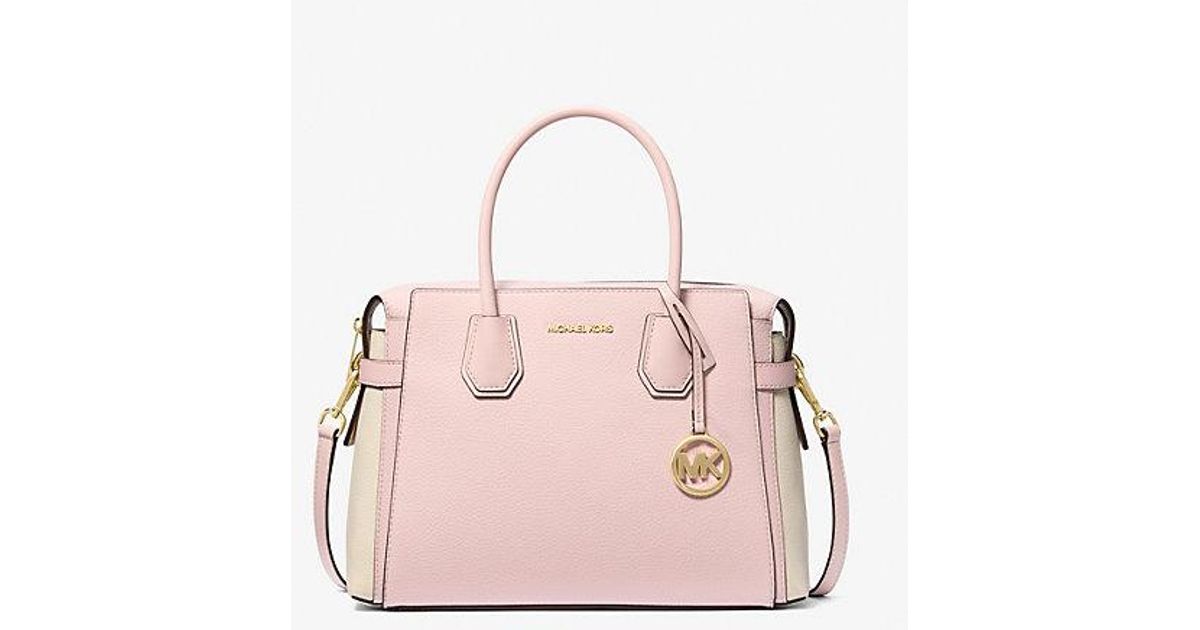 Michael Kors Mercer Medium Color-Block Belted Satchel in Pink | Lyst