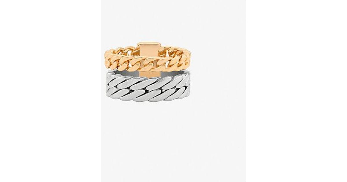 Michael Kors Double Layered Ring in White | Lyst