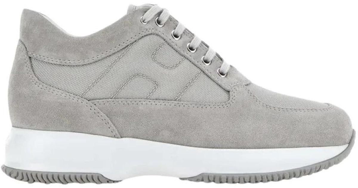 Hogan Light Suede And Mesh Sneakers in Gray for Men | Lyst