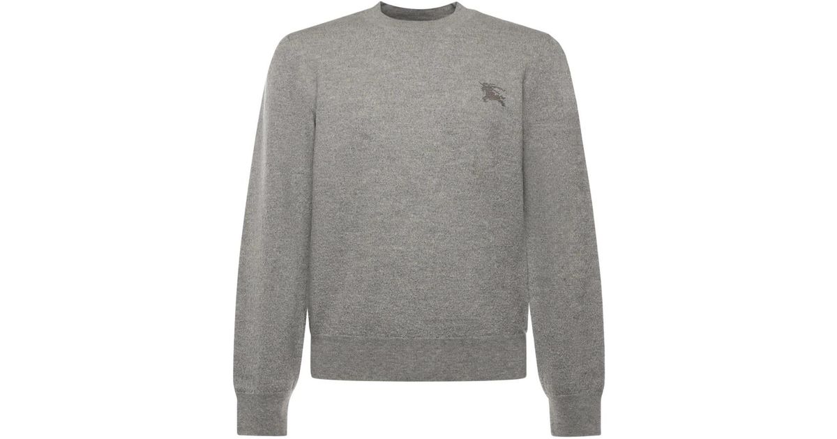 Burberry Round-Neck Knitwear in Gray for Men | Lyst