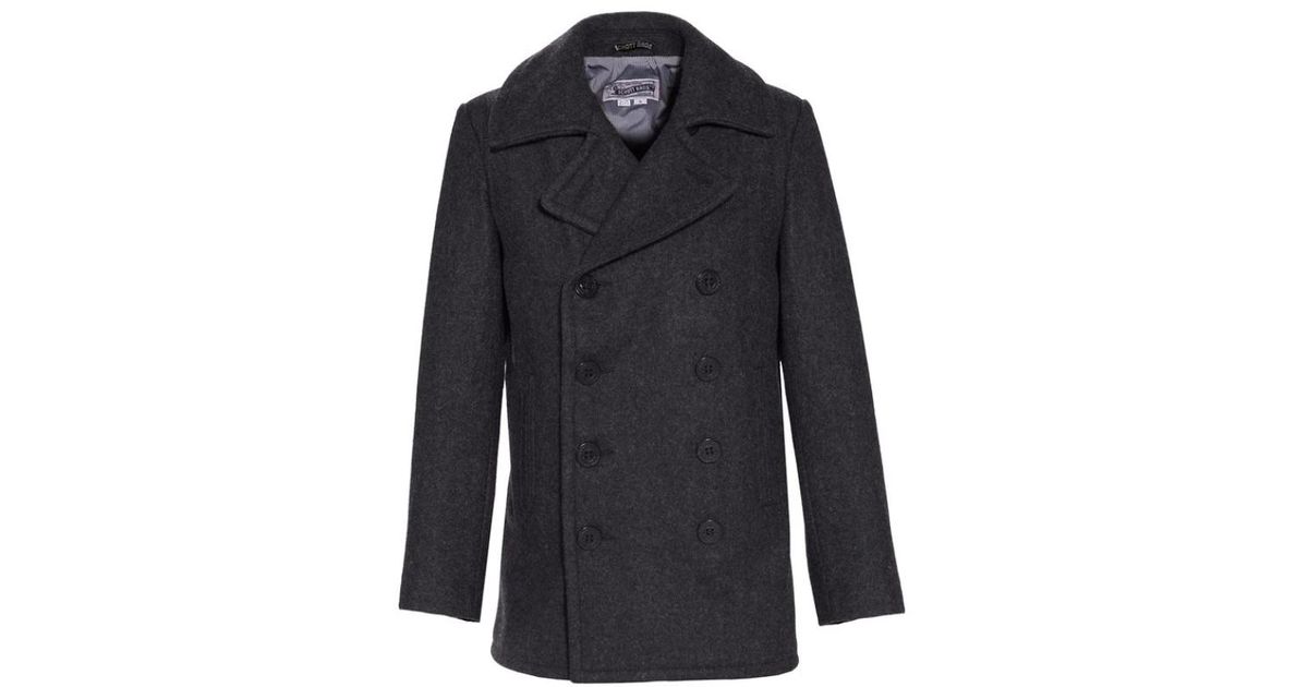 Schott Nyc Double-Breasted Coats in Blue for Men | Lyst