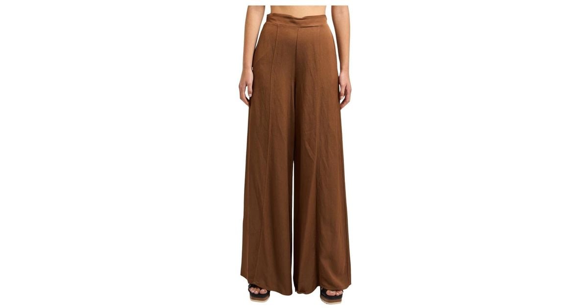 Manila Grace Wide Trousers in Brown | Lyst UK