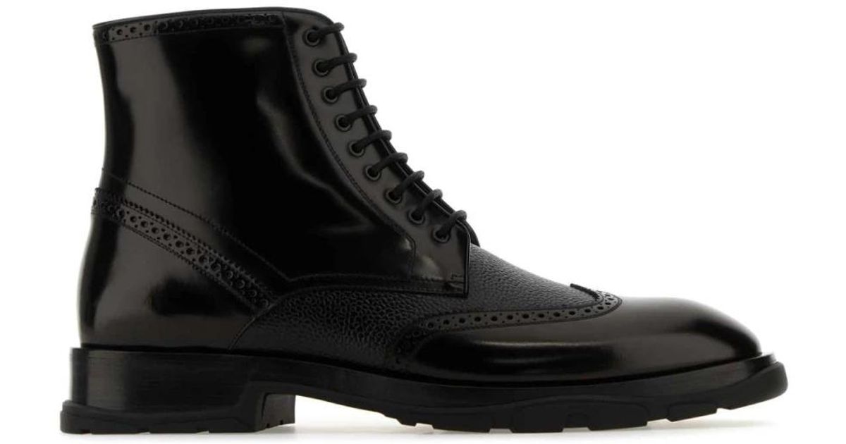 McQueen Lace-Up Boots in Black for Men | Lyst UK
