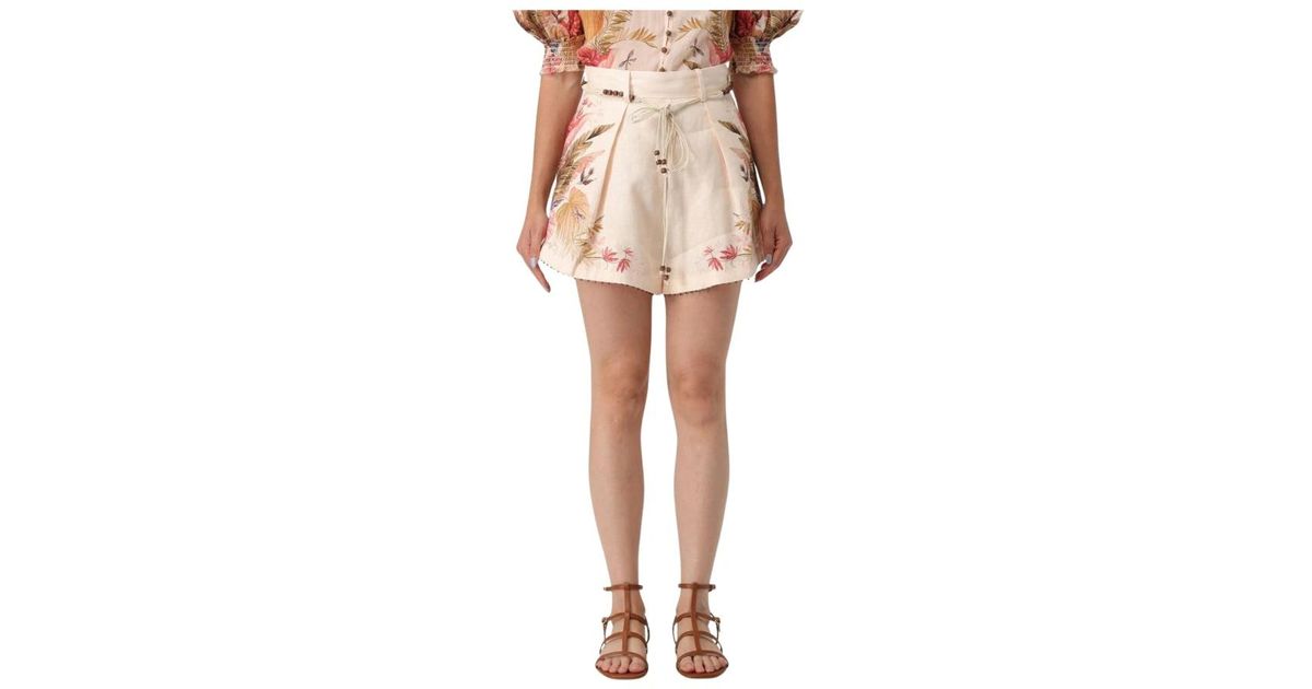 Zimmermann Short Shorts in Pink | Lyst